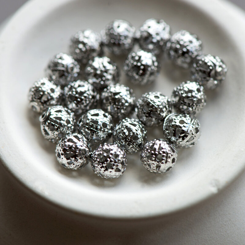 Бусины латунные (3 уп по 4 г), цвет платина, 6 мм