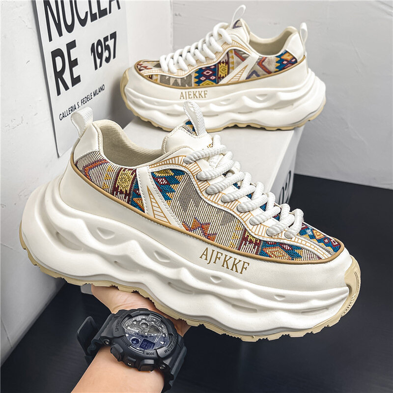 Осенняя мужская обувь 2025 года. Новый стиль, молодежные, модные, универсальные, массивные туфли, увеличивающие рост, модная спортивная обувь, повседневная обувь.