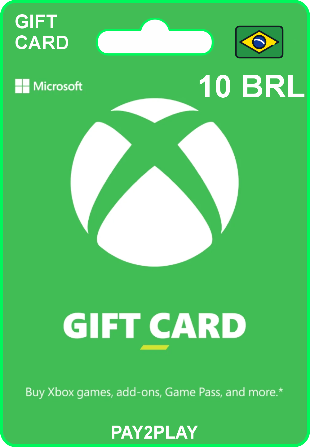 Подарочная карта XBOX 10 BRL / Бразилия / Цифровой код, пополнение счета / XBOX Digital Gift Card Brazil