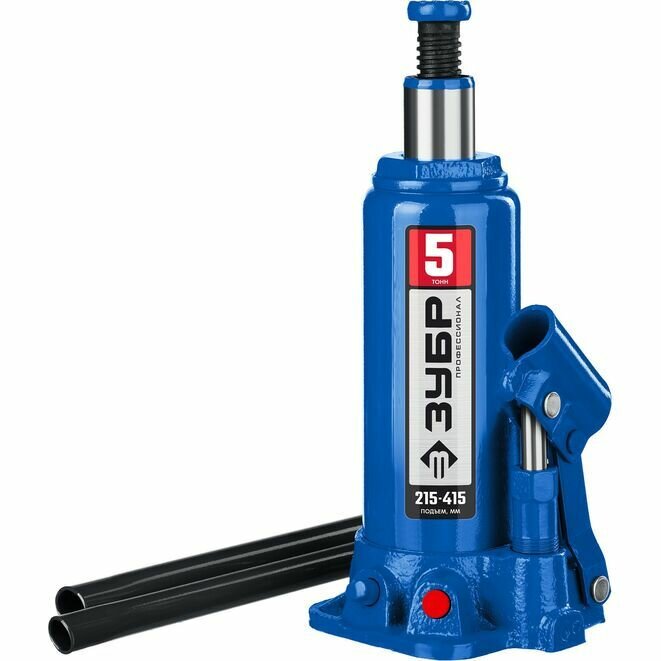 Домкрат бутылочный гидравлический, Профессионал, ЗУБР 5 т, 215-415 мм.