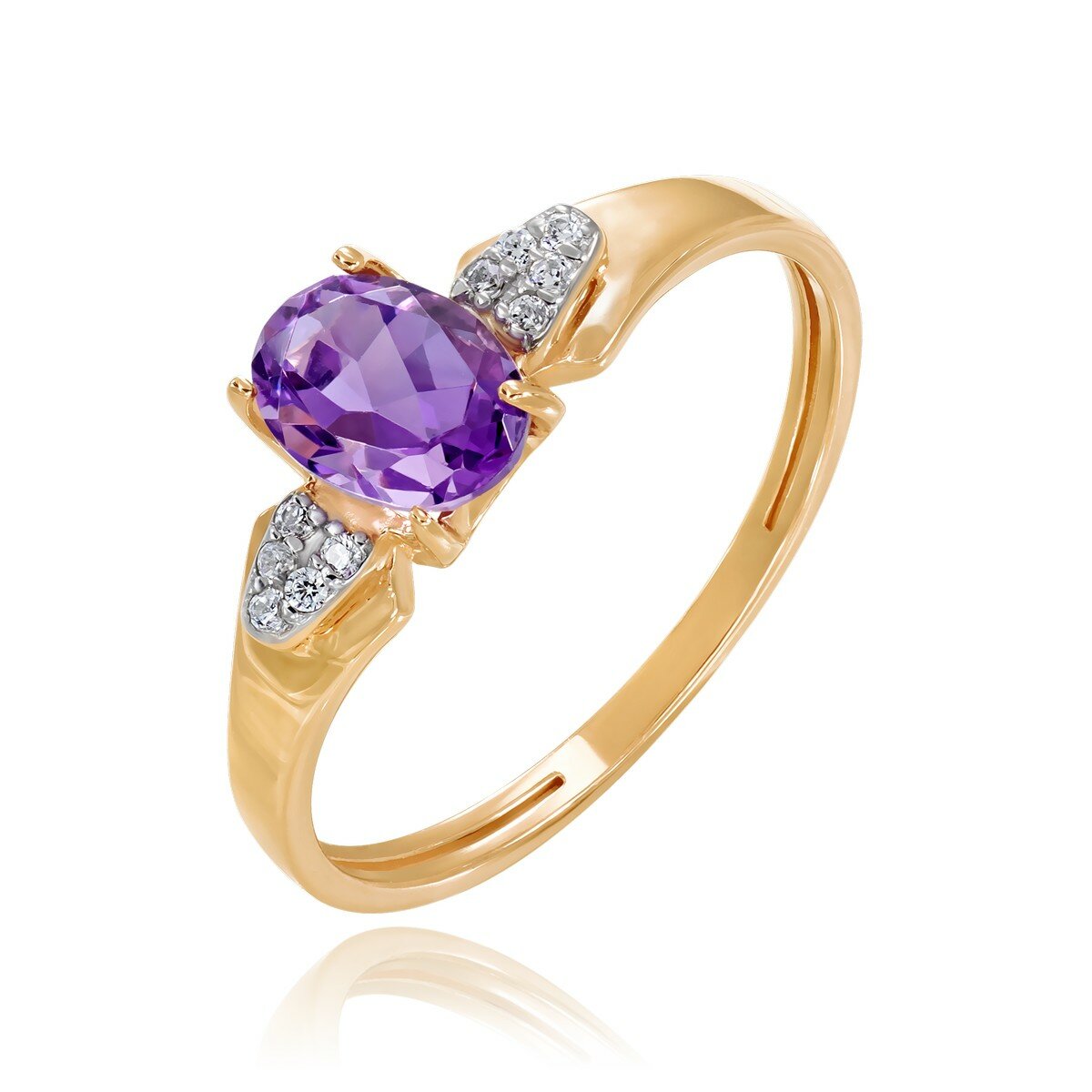 Кольцо ALORIS, красное золото, 585 проба, аметист