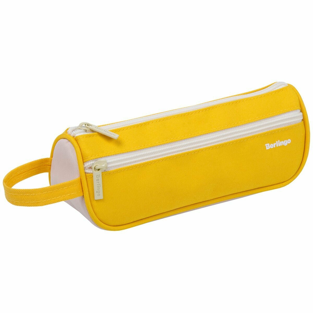 Пенал-косметичка Berlingo "Polo yellow", 2 отделения, полиэстер, 1 карман, 215x80x60мм (PM09110)