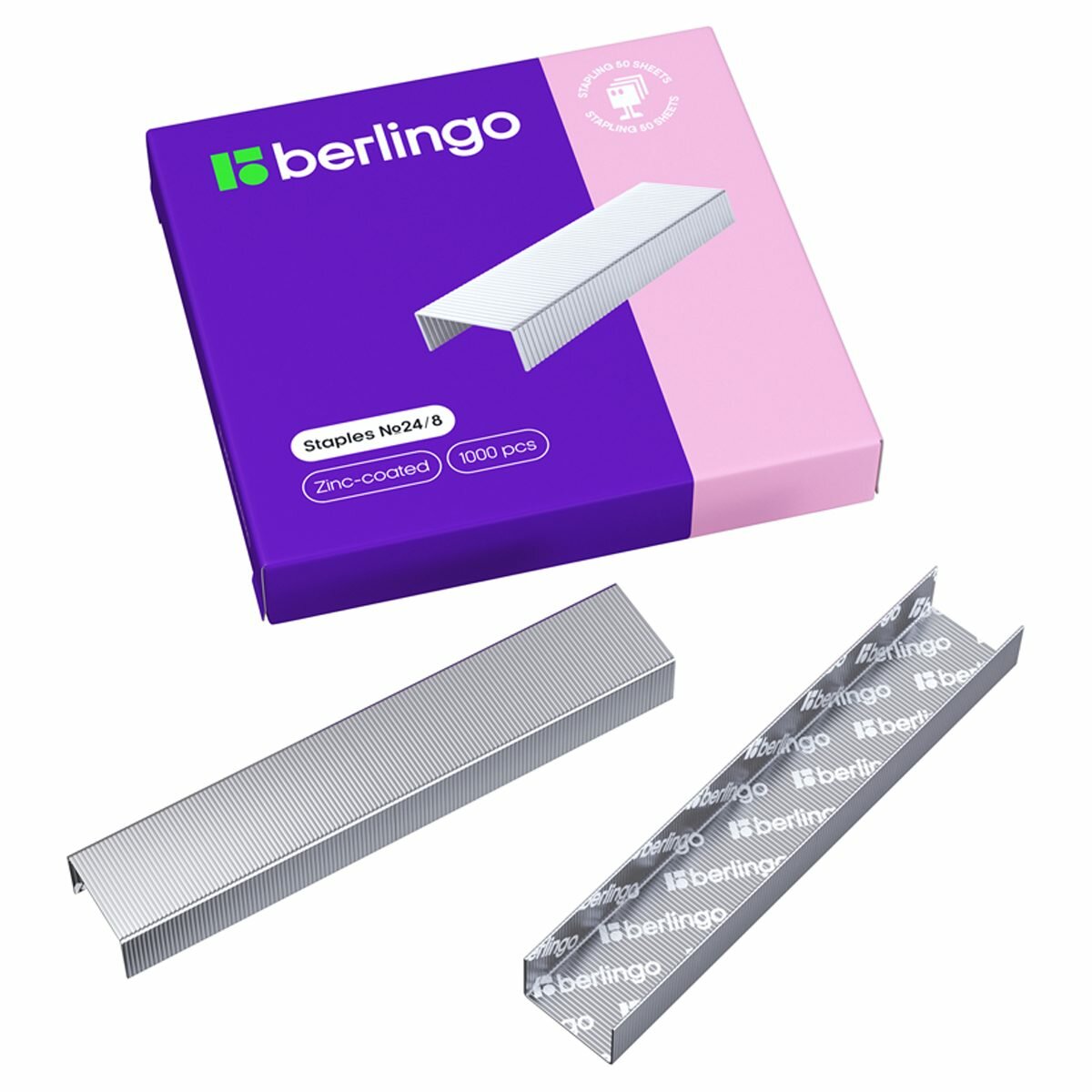 Скобы для степлеров Berlingo, №24/8, оцинкованные, 1000шт. (DSk_24800), 60 уп.