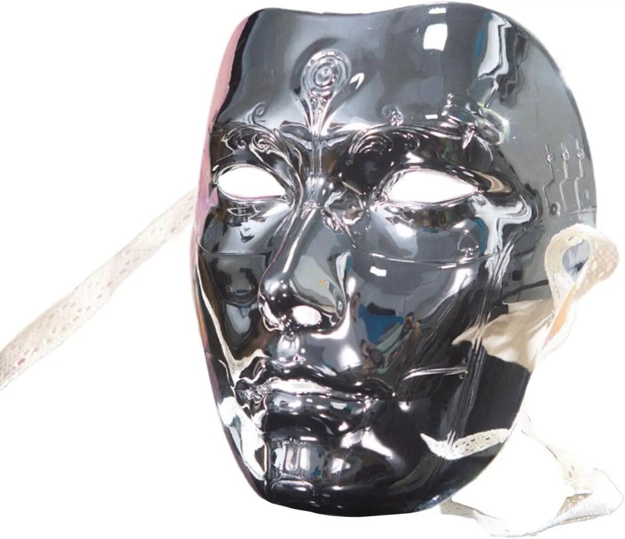 Маска Кабуки Кицунэ из ПВХ Серебряный, D