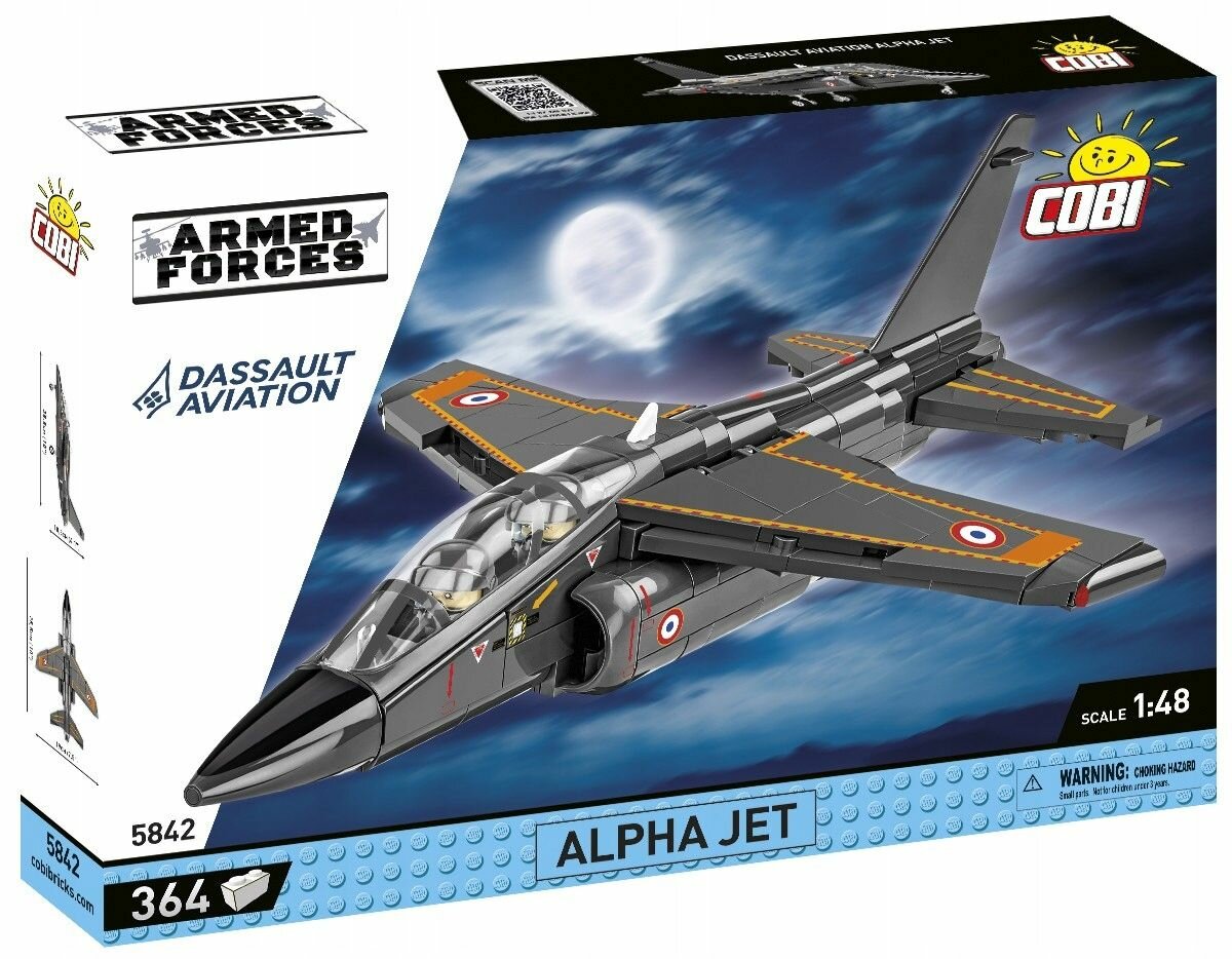 Конструктор пластиковый Cobi ARMED FORCES Dassault Alpha Jet - Сборная модель - Учебно-тренировочный самолет 364эл. - Коби 5842