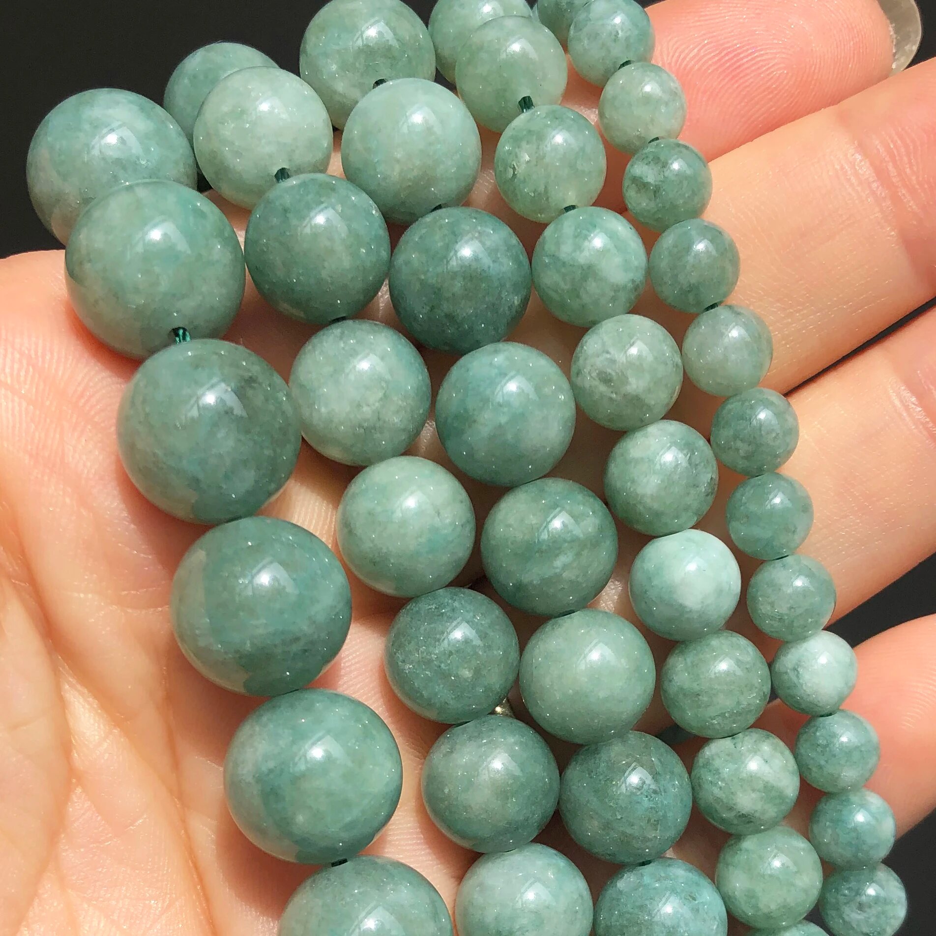 Бусины из ангелита, халцедона, нефрита 4-12 мм Изумрудный, 6mm (approx 61pcs), Burmese Jade