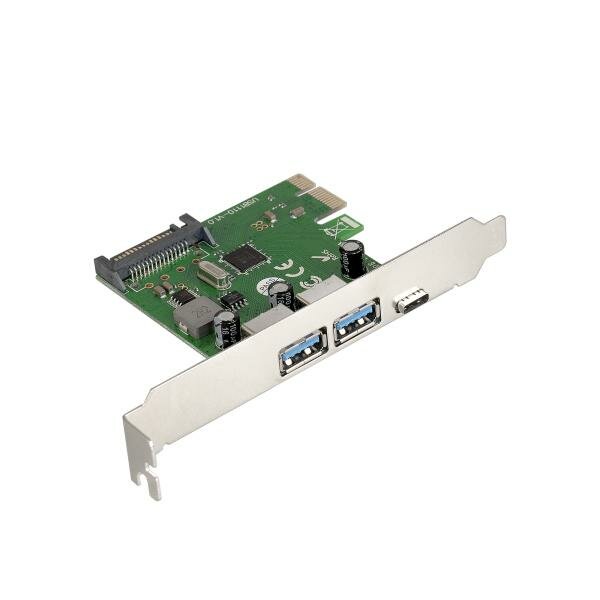 Контроллер ExeGate EXE-323 (PCI-E x1 v2.0, 2*USB3.0 ext. + 1*Type-C, разъем доп.питания, VIA Labs Chipset VL805) (Уценка б/у)