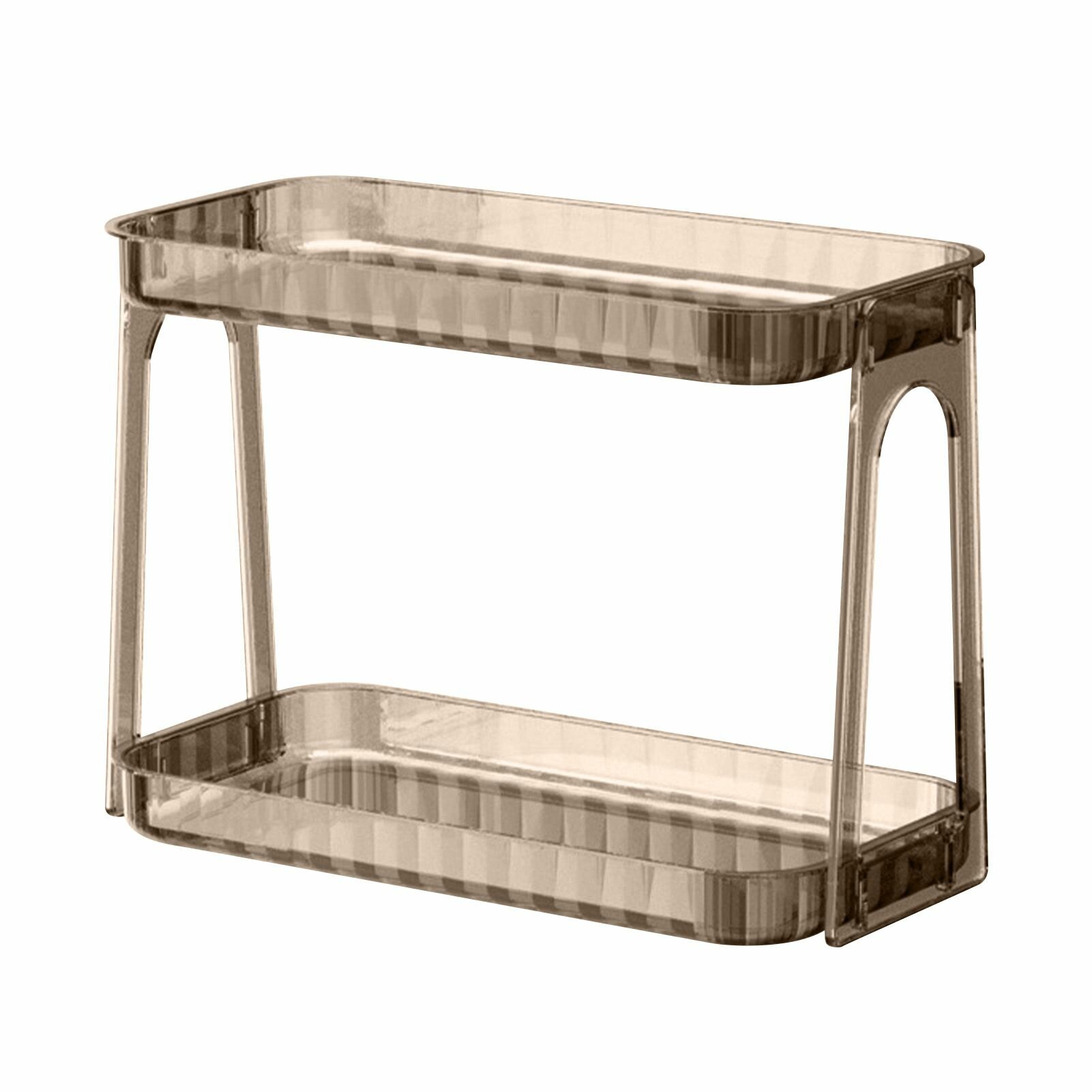 Полка для хранения косметики, двухслойная прозрачная съемная современная столешница, косметический органайзер для туалетного столика, темно-коричневый