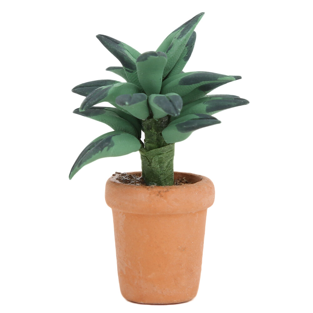 Кукольный домик 1/12 с зелеными листьями в горшке, мини-модель, украшение для кукольного домика своими руками, аксессуары для украшения, зеленые листья в горшке