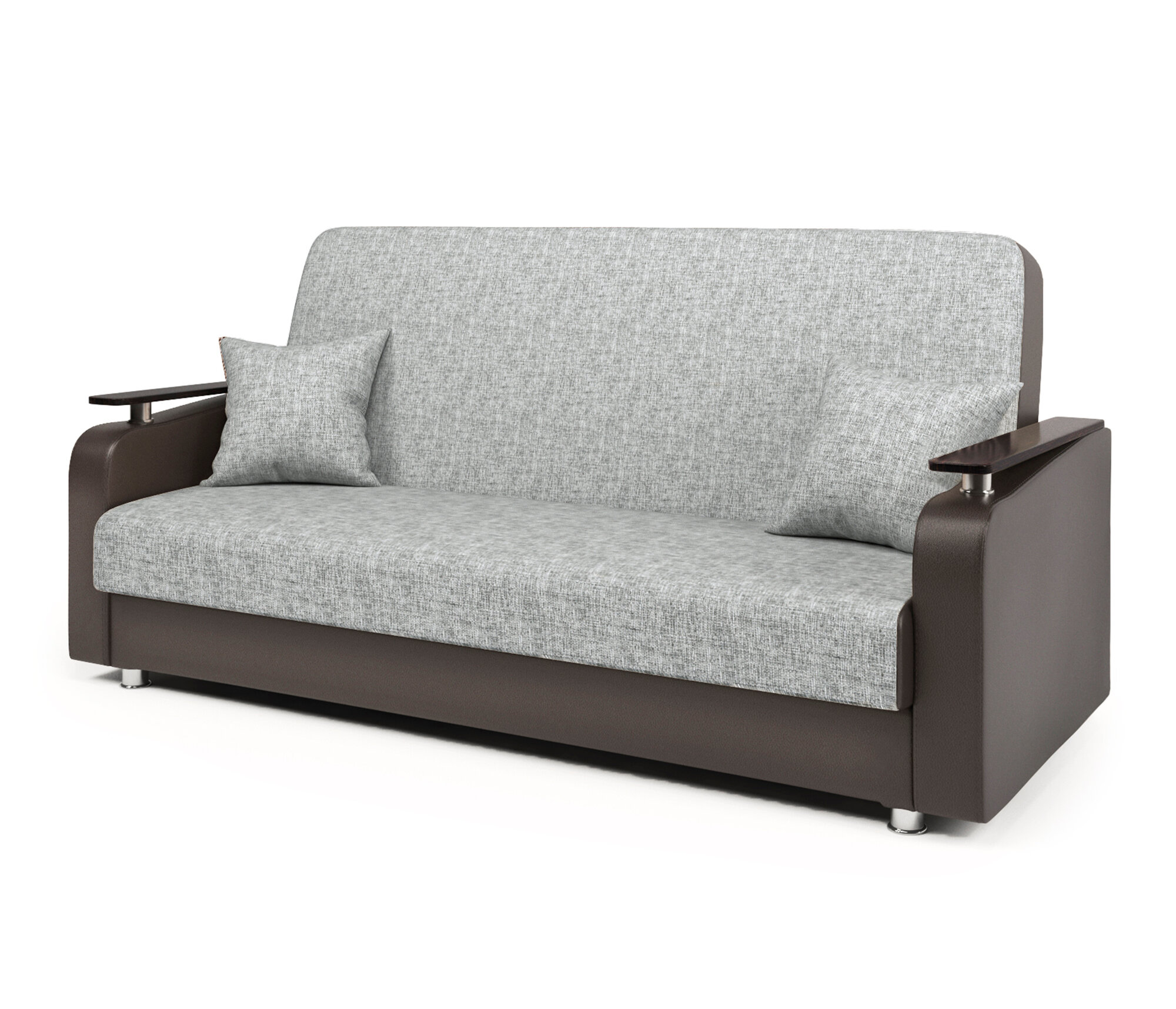 Диван-кровать Шарм-Дизайн Мелодия ДП №1 120х190 см, диван раскладной, книжка, шенилл серый и экокожа шоколад