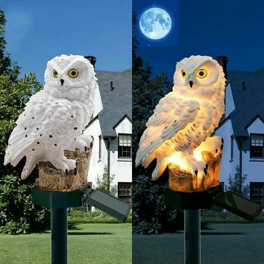 Декоративные солнечные фонари (сад, подъездная дорожка, двор, парк, садовое освещение) Статуя фигуры совы