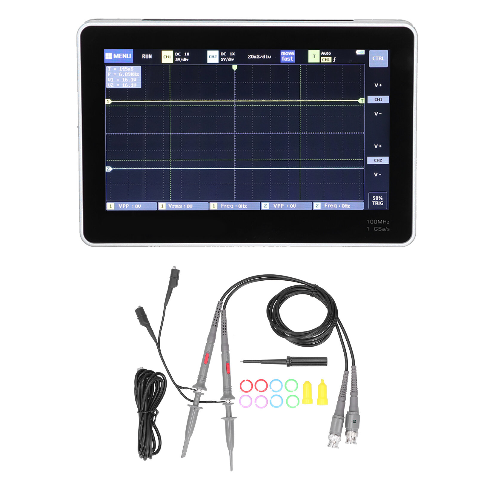 Digital Oscilloscopes 2 Channel USB Touchscreen Oscilloscope for Remote Assistance