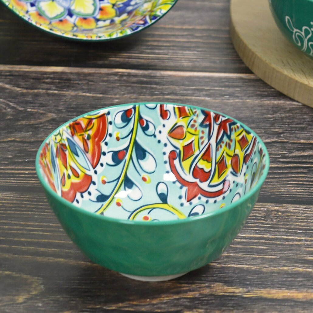 Салатник керамический "Arabesque" 12см, зеленый, стильный и практичный