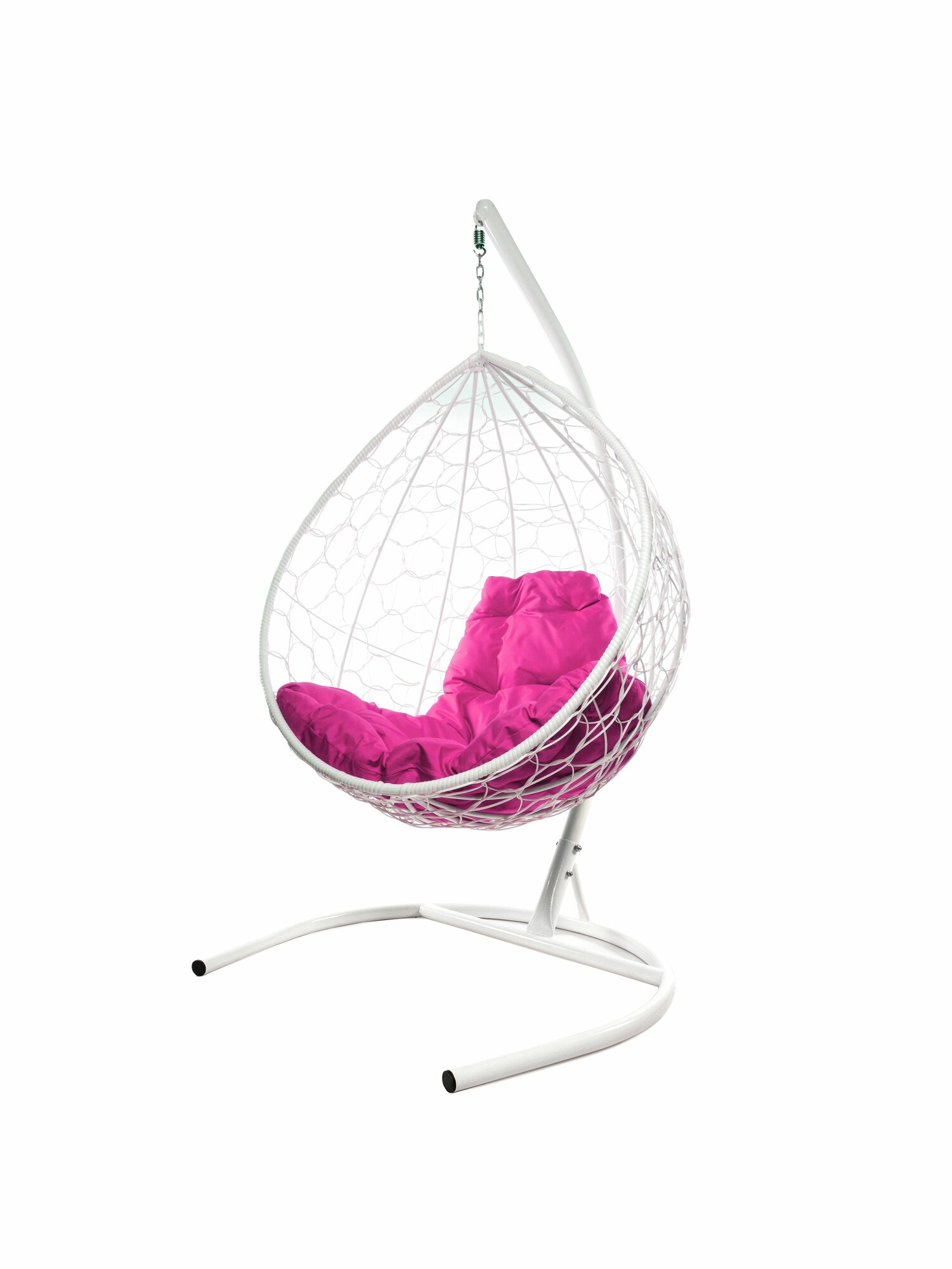 Подвесное кресло "Капля" белое с розовой подушкой