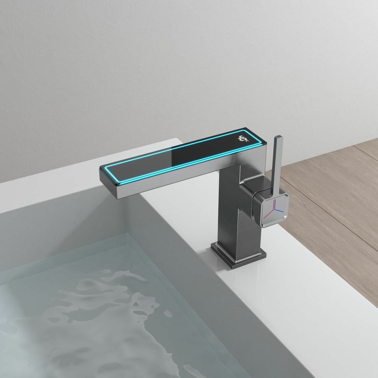 Кран для раковины с цифровым дисплеем Waterfall Смеситель для раковины с холодной и горячей водой в ванной комнате