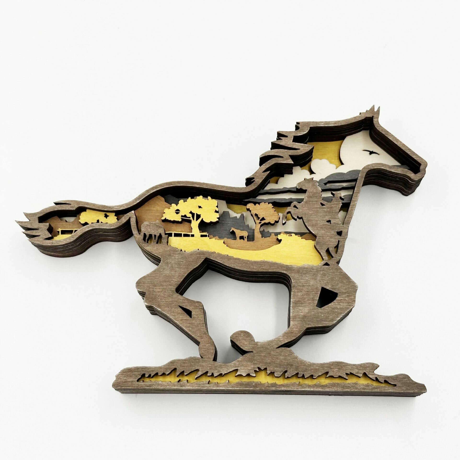 Новая деревянная 3D декорация в виде лошади, креативный дизайн, настольное украшение для дома и офиса, ремесленное изделие