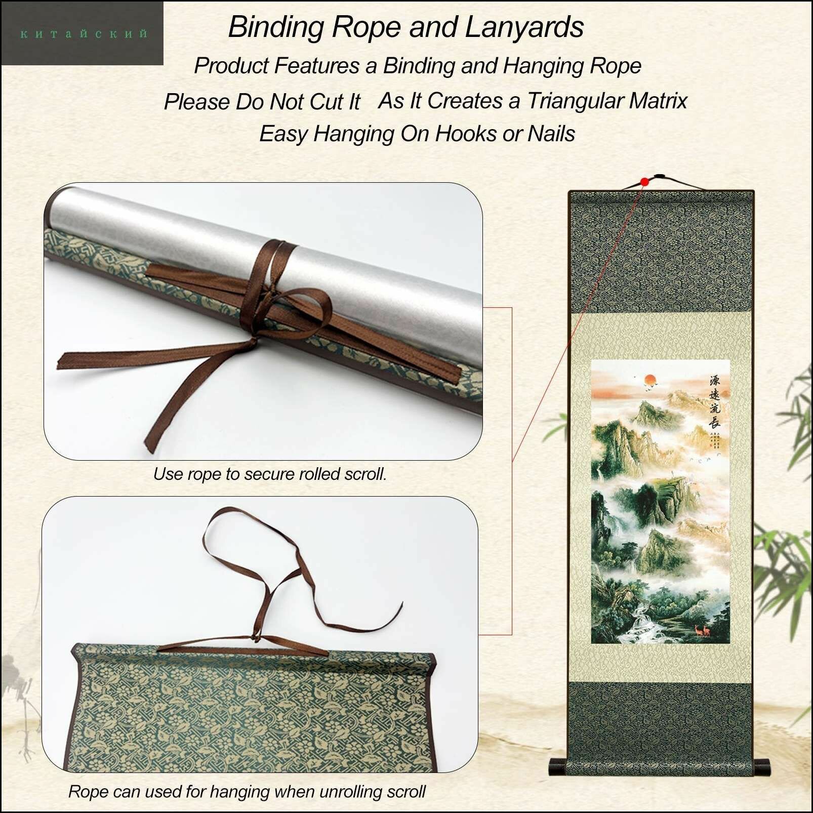 Художественный постер из шелкового свитка, внутренняя живопись, цветы, древний бамбук, декоративные настенные фрески в китайском стиле (92*30 см
