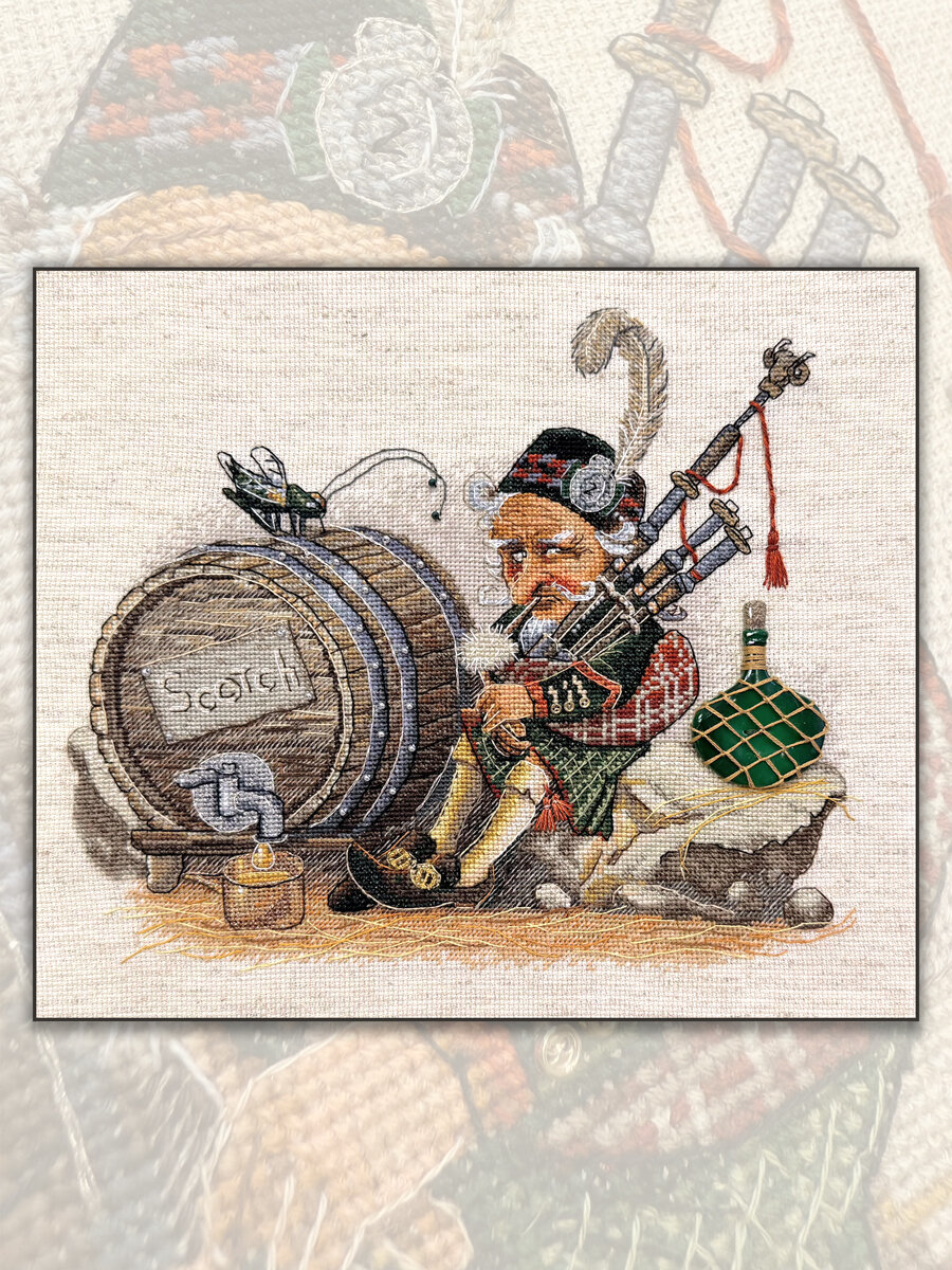 Набор для вышивки крестом "Мистер Дагмар - дегустатор" от Золотые Ручки, 37 цветов, 25х24 см