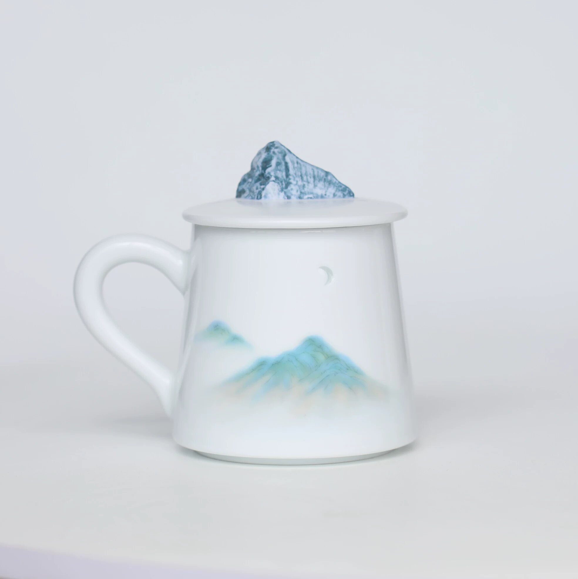 Новая Луна белый керамический стакан с крышкой для повседневного кофе, ручная работа, 8 унций