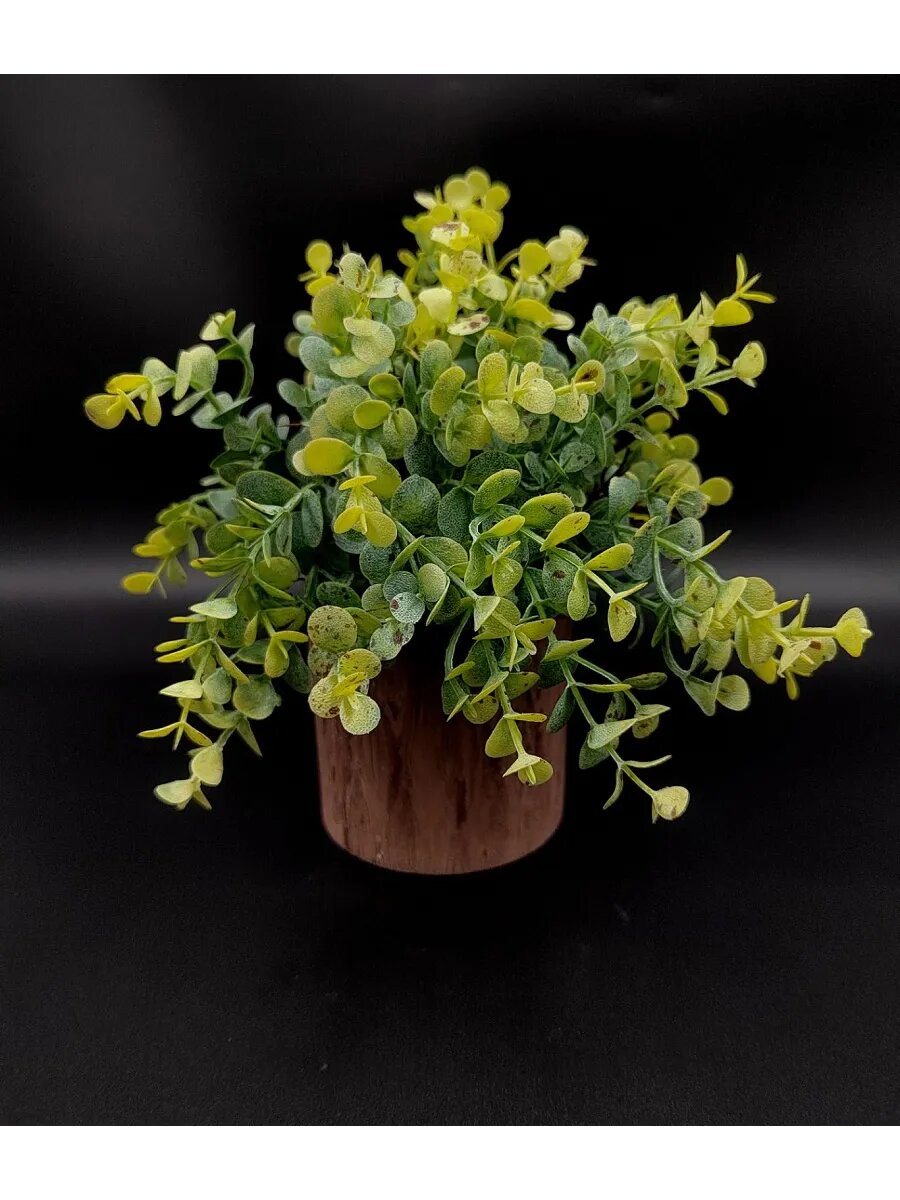 Цветок искусственный в горшке "Эвкалипт" темная трава