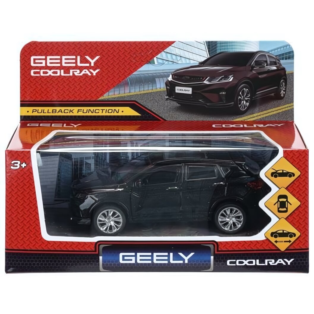 Модель Технопарк "Geely Coolray" 12см, металл, инерционная, черная, двери и багажник