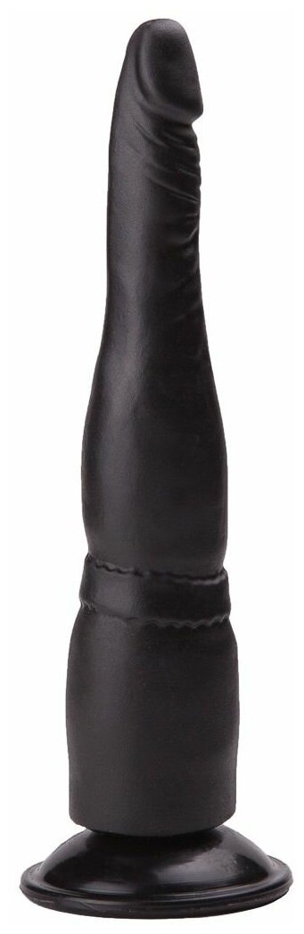 Чёрный анальный фаллоимитатор на подошве-присоске - 18,5 см.