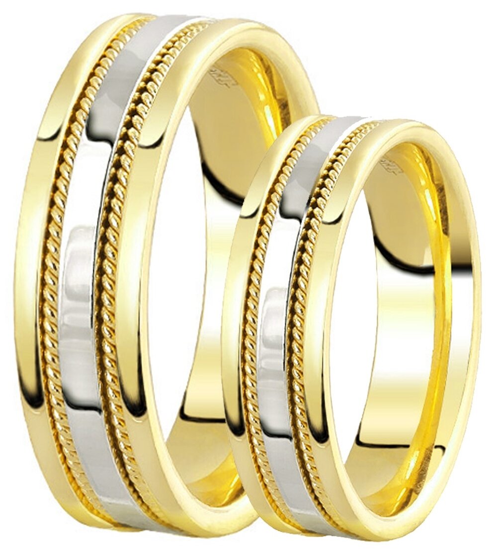 Кольцо обручальное, комбинированное золото, 585 проба, родирование