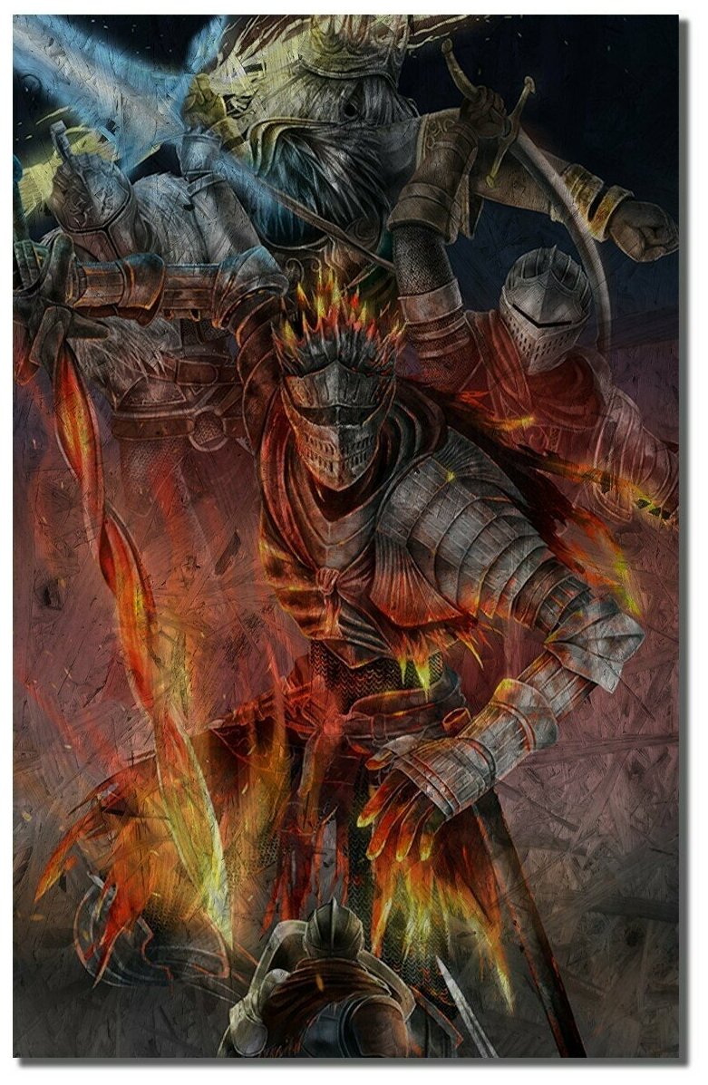 Картина интерьерная на рельефной доске, рисунок игра Dark Souls - 6781 В