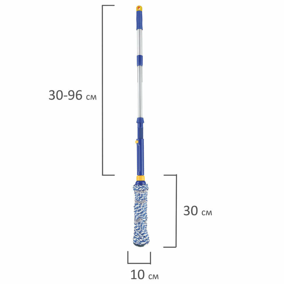 Швабра самоотжимная, скручивающийся отжим, МОП из микрофибры, телескопический черенок 96 см, LAIMA, 601471, 601471