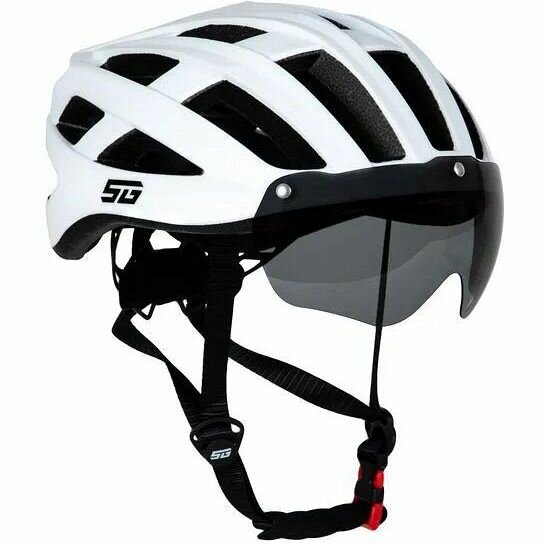 Шлем STG TS-33 с визором и фонарем, L (58-61 см), белый