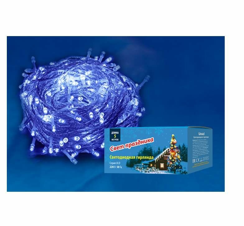Гирлянда светодиодная ULD-S0500-050/DTA BLUE IP20 5м с контроллером 50 светодиодов син. провод прозр. Uniel UL-00005253