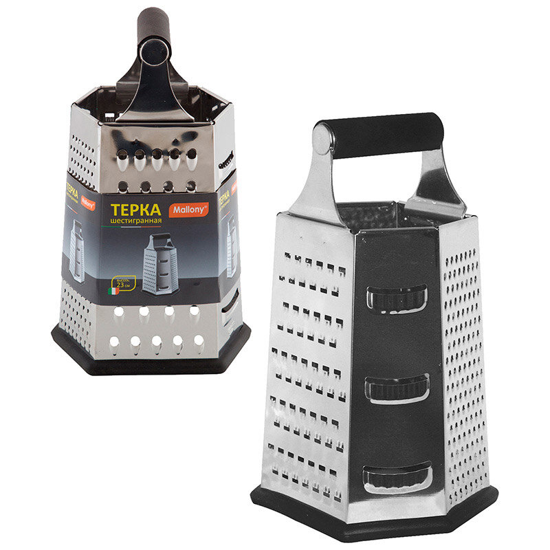 Терка с прорезиненной ручкой, 6 граней, 23х23х11 см