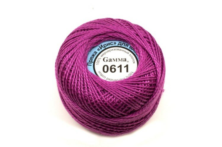 Нитки Ирис Gamma, цвет 0611 сиреневый, 82м/10г, хлопок 100%, 1шт