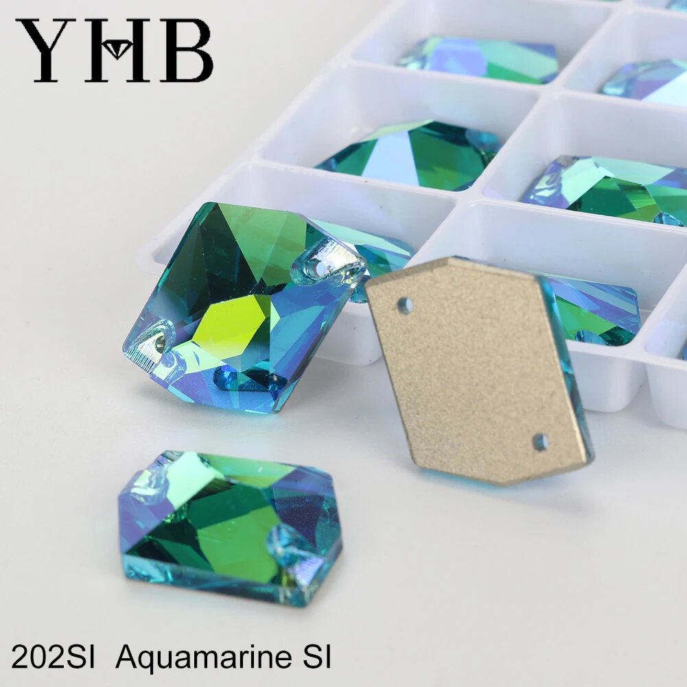 Стразы YHB космическое стекло кристалл AB лунный Изумрудный, 28Pcs 11mm 14mm, 202SI Aquamarine SI