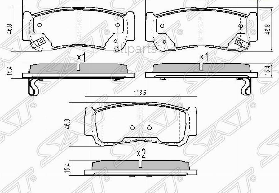 SAT ST-58302-2BA20 Колодки тормозные (Сзади) Hyundai Santa Fe 05-12 / H1 97-07