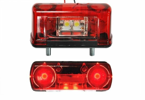 Подсветка номера LED 24V красная 4-LED, EURO (1 штука) (12898)