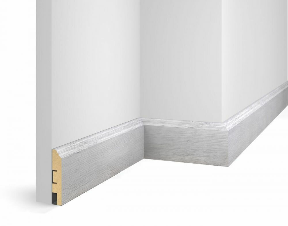 Плинтус Cosca WP07 Экошпон, Дуб Старинный Серый В80хШ16хД2400 мм / Коска.