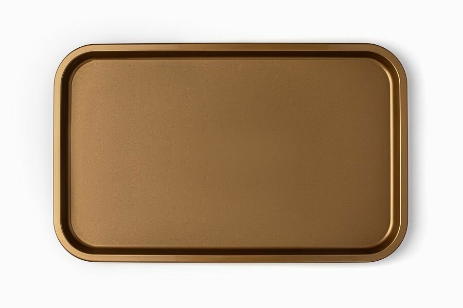 Поднос пластиковый 53х33см золотой с бортиками ПП