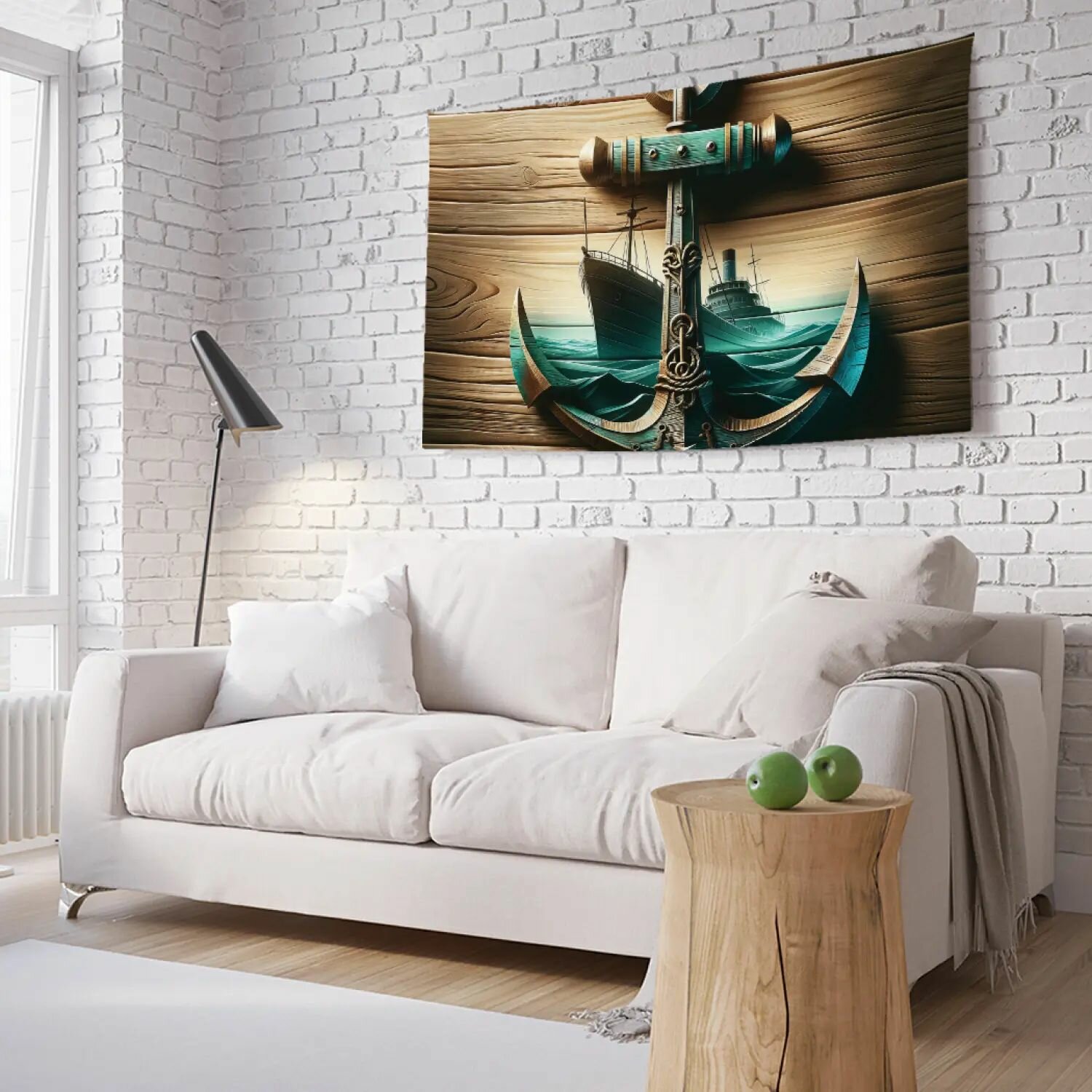 Фотопанно на стену горизонтальный постер 100х150 "Судно в море", JoyArty