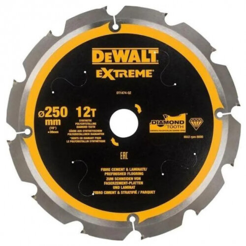 Пильный диск по фиброцементу Dewalt DT1474-QZ, 250x30мм x12T