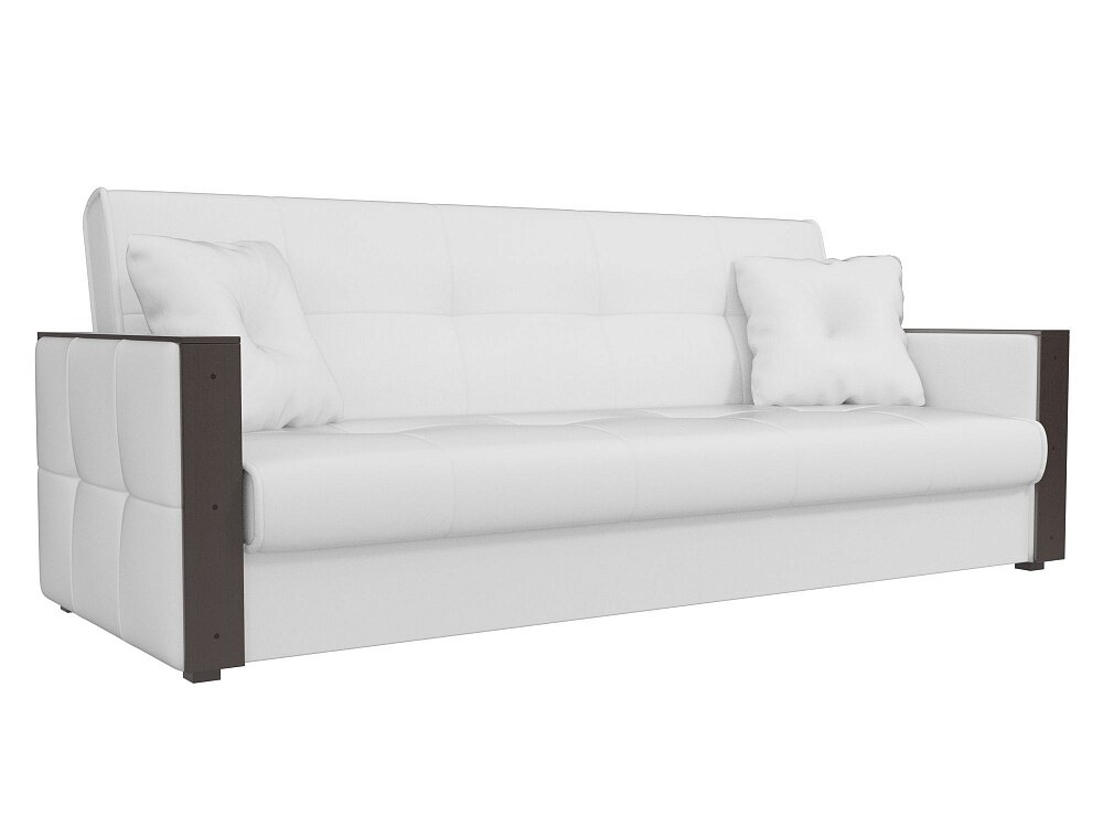 Прямой диван Валенсия Белый Экокожа, книжка, 210х85х90 см, с ящиком для белья