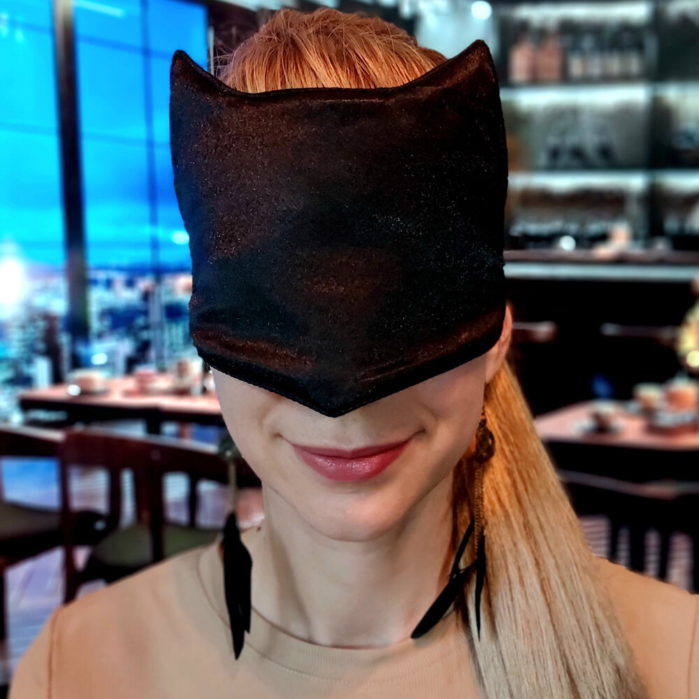 Маска Бэтмен атласная черная маска мафия 24х11 см