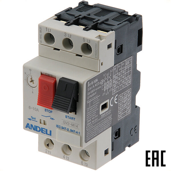 Автомат GV2-M14 (6-10А) запуска, защиты двигателя ADL06-609 ANDELI