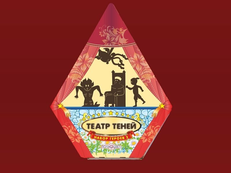 Дополнительный набор Театр теней "набор ГЕРОЕВ-2". 10 фигурок в деревянной красочной упаковке