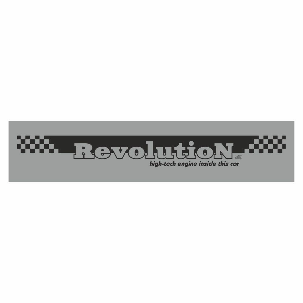 Полоса на лобовое стекло 1220х270мм "REVOLUTION" серебро, Арт рэйсинг