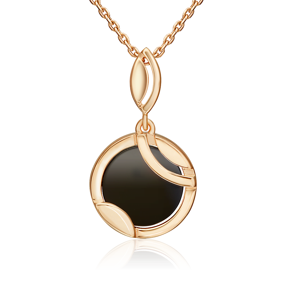 Подвеска, красное золото, 585 проба, оникс