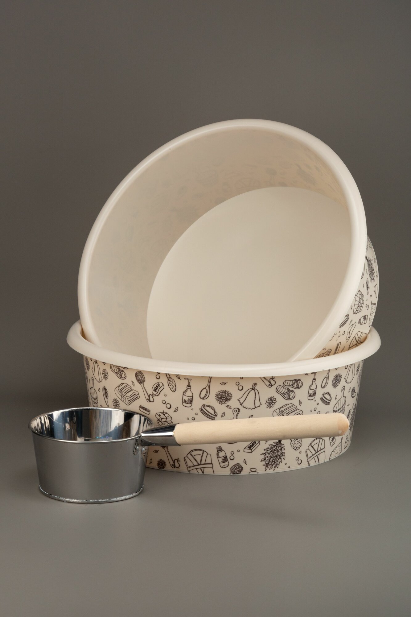 Набор для бани 3 предмета таз 10 л Русская банька 2 шт+ ковш из нержавеющей стали 1,5 литра