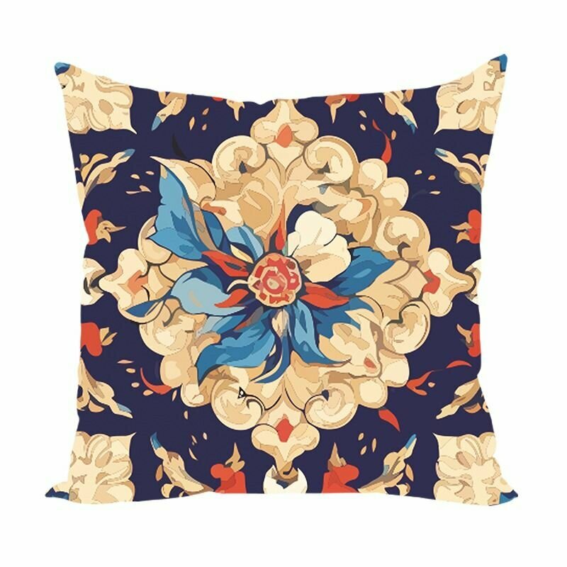 Подушка декоративная Голубой цветок 40х40 велюр