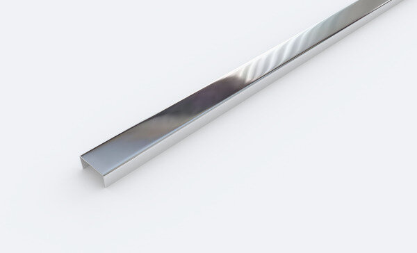 Профиль П-образный для плитки и керамогранита 15х10мм, полированная нержавеющая сталь ПП 15НСП.2700.001