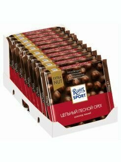 Шоколад Ritter Sport темный с цельным лесным орехом 100 г х 10 штук